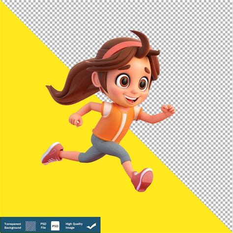 트랙에서 달리는 귀여운 운동선수 만화 투명한 배경 Png Psd 프리미엄 Ai 생성 Psd