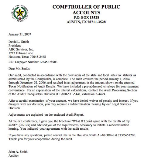 Audit Report Cover Letter At Edwin Hare Blog