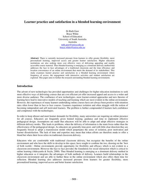 Pdf Learner Practice And Satisfaction In A Blended Learning Environment