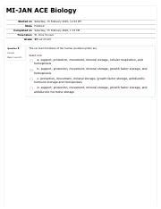 Test For Module 1 Unit 4 On Human Skeletal System Pdf MI JAN ACE Biology Started On Saturday