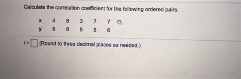 Solved Calculate The Correlation Coefficient For The Chegg