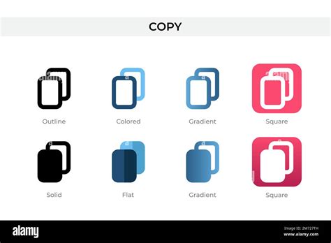 Copy Icon In Different Style Copy Vector Icons Designed In Outline Solid Colored Gradient