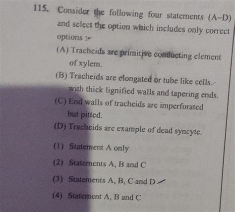 Consider The Following Four Statements A D And Sel Biology