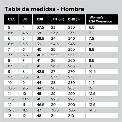 Guía De Talles Calzado Saucony