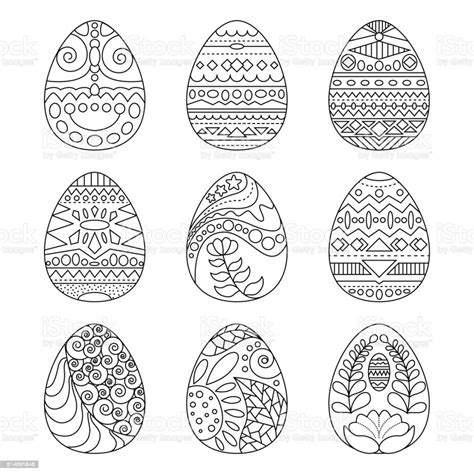 부활절 달걀 장식 벡터 일러스트입니다 개요 부활절 계란 꽃 낙서 민족 장식 꽃 식물에 대한 스톡 벡터 아트 및 기타 이미지 꽃 식물 부활제 검은색 Istock