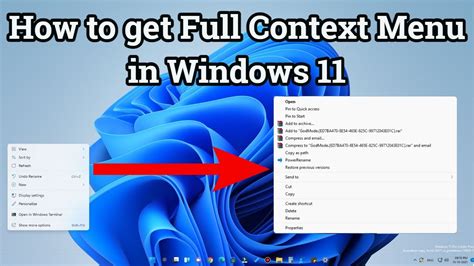 How To Get Windows 11 Full Right Click Menu Aka Context Menus Youtube