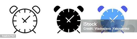 시계 설정 아이콘입니다 벽 시계 추적 일정 계획 타이머 알람 측정 측정 시간표 스톱워치 선에 있는 벡터 아이콘 흰색 배경에 검은색과 화려한 스타일 1위에 대한 스톡 벡터