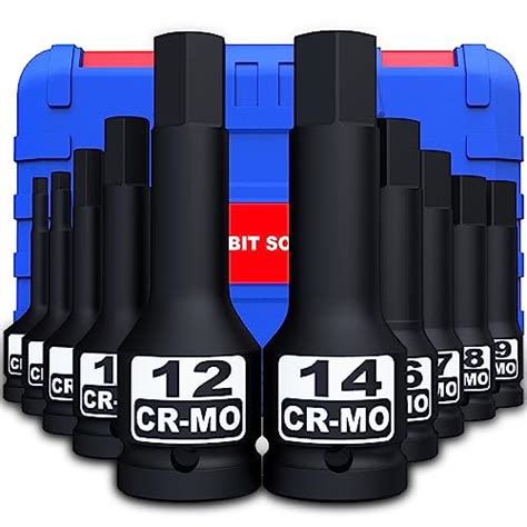 1 2 Inch Impact Hex Bit Socket Set 5mm 19mm Kirxst 10 Piece 1 2