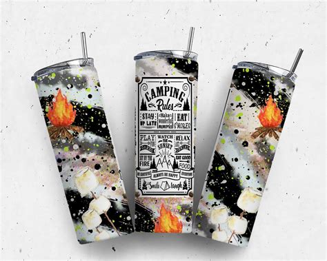 20 Oz Skinny Tumbler Milky Way Vintage Sign Camping Rules Sublimation