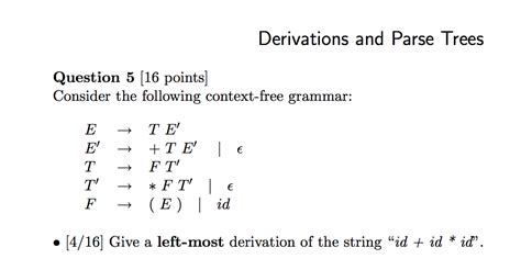 Solved Derivations And Parse Trees Question 5 116 Points