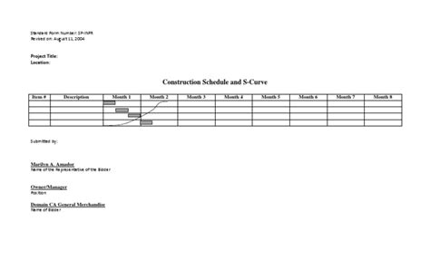 Construction Schedule And S Curve Project Title Location Pdf