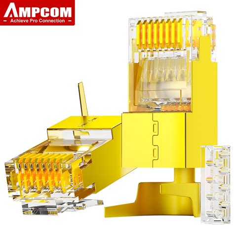 Ampcom 2 Piece Cat6a And Cat7 Shielded Rj45 Modular Plug Connector 50u 8p8c Rj45 Connector