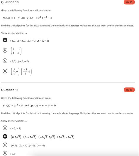 Solved Given The Following Function And Its Constraint