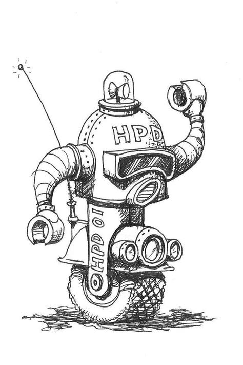 Robot Pen And Ink Robot Illustration Robots Drawing Skull Art Drawing