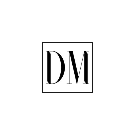 Dm 모노그램 로고 디자인 문자 텍스트 이름 기호 흑백 로고 타입 알파벳 문자 간단한 로고 프리미엄 벡터
