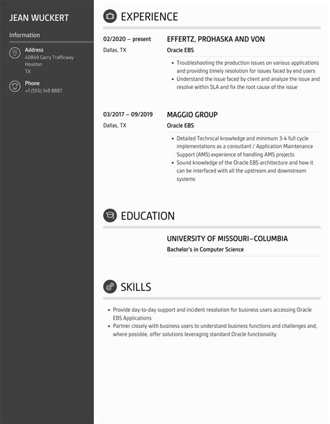 Oracle Ebs Resume Samples Velvet Jobs