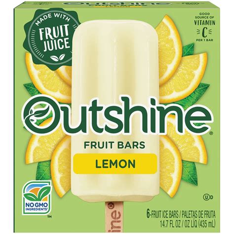 Outshine Lemon Frozen Fruit Bars 6 Ct Box Gluten Free Non Gmo