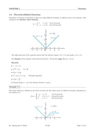 Calculus Lecture Notes Functions And Their Graphs PDF Chemistry Science