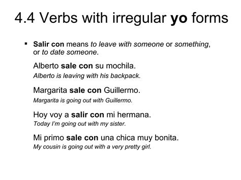 4 4 Verbs With Irregular Yo Forms Ppt