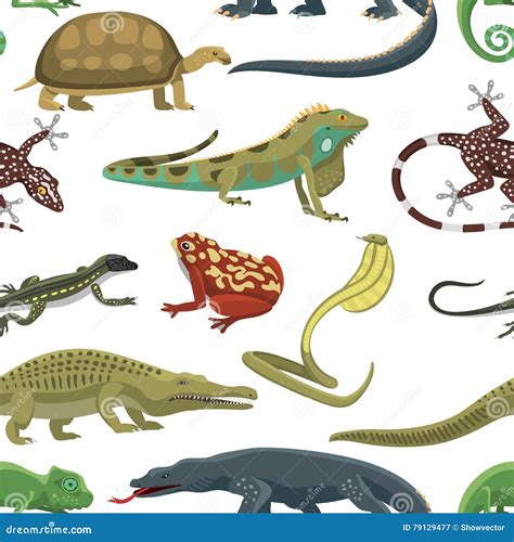 Reptiles Animals Vector Seamless Pattern Stock Vector Illustration Of Exotic Nature 79129477