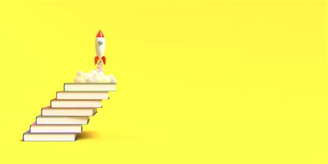 장난감 로켓은 흰색 배경에 연기를 분출 책에서 벗어난다 교육과 지식에 대한 욕망의 상징 학교 일러스트레이션 3d 렌더링 과학에 대한 스톡 사진 및 기타 이미지 Istock