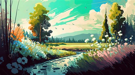 여름 풍경 식물 그림 여름 풍경 꽃들 배경 일러스트 및 사진 무료 다운로드 Pngtree