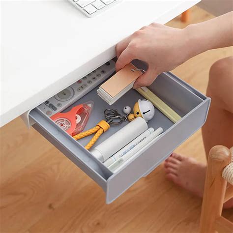 책상 아래 부착 자체 접착 보관 서랍 셀프 스틱 연필 트레이 테이블 보관 정리함storage Holders