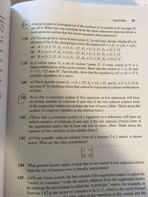 A Linear System Is Homogeneous If The Numbers B In Chegg Com