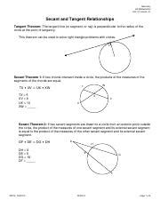 Secant And Tangent Relationships Theorems And Problem Solving Course Hero