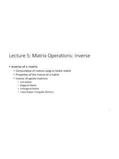 Lecture Matrix Operations Inverse Lecture Matrix Operations Inverse Pdf PDF PRO