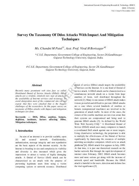 pdf ijert survey on taxonomy of ddos attacks with impact and