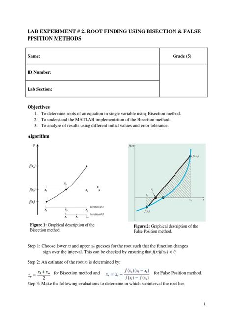 lab experiment 2 root finding using bisection and false ppsition methods pdf mathematical