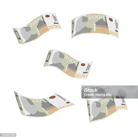 세르비아 디나르 벡터 일러스트 레이 션입니다 세르비아 코소보 머니 세트 번들 지폐 떨어지는 날아 다니는 돈 2000 Rsd 플랫 스타일 흰색 배경에 격리 심플한 미니멀