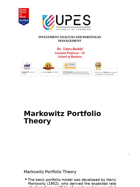 Markowitz Model Pdf Modern Portfolio Theory Investing