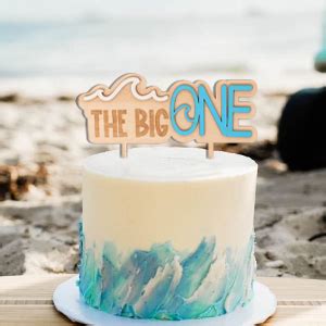 Muweol The Big One Wooden Cake Topper Wave Theme First