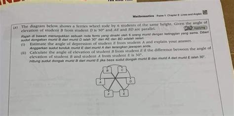 Mathematics Form 1 Chapter 8 Lines And Angles A The Diagram Below Shows A Ferries Wheel Rode By