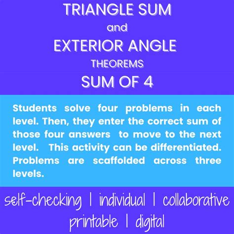 Triangle Sum Theorem Self Checking Digital Activity Puzzle Geometry 7 12