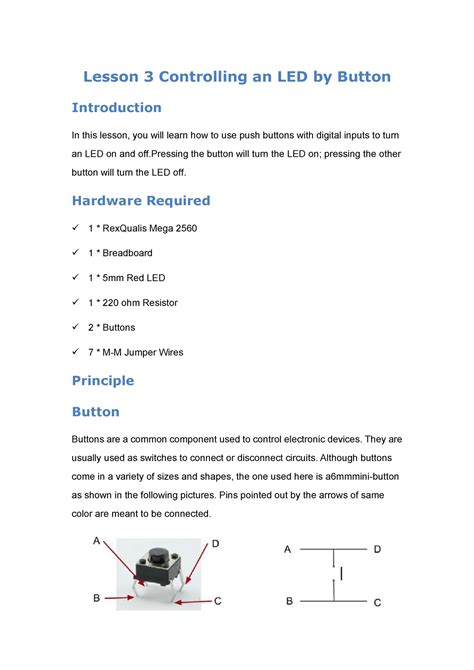 Lesson 3 Controlling An Led By Button Lesson 3 Controlling An Led By Button Introduction In