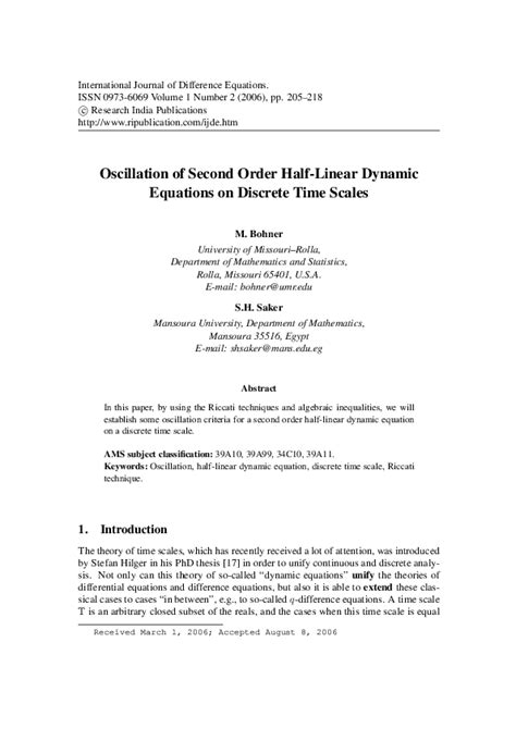 Pdf Oscillation Criteria Of Second Order Half Linear Dynamic Equations On Time Scales