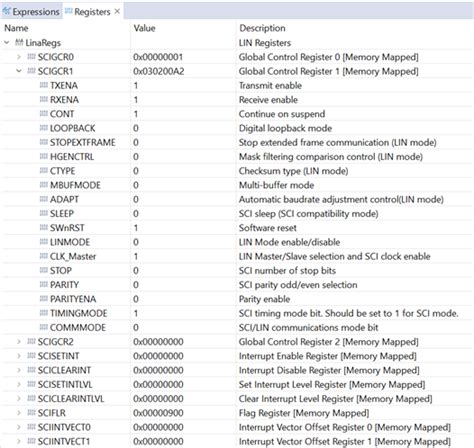 tms320f280025c using lin as uart to serially transmit data c2000