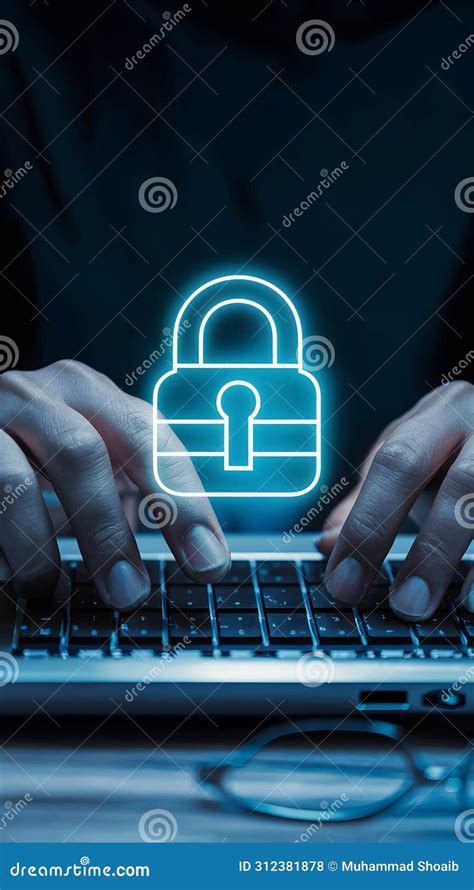 Hacker In Action Fingers Manipulate Keyboard Cracking Password Neon