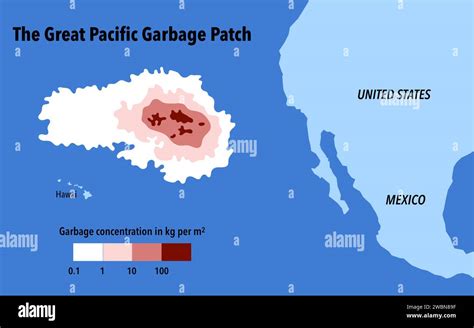 Map Of The Great Garbage Patch In The Pacific Ocean Stock Photo Alamy