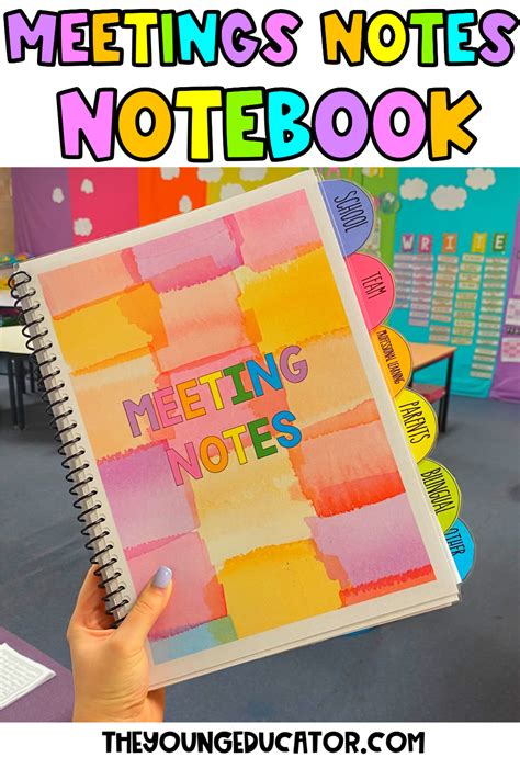 Rainbow Meeting Notebook Meeting Notes For School Meetings Teacher Organization Teacher