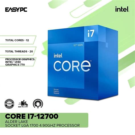 EasyPC Intel Core I7 12700 Box MPK And Tray Type I7 12700F Intel Processor LGA 1700 4 90GHz