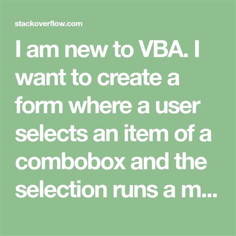 Vba Form With Combobox Selection