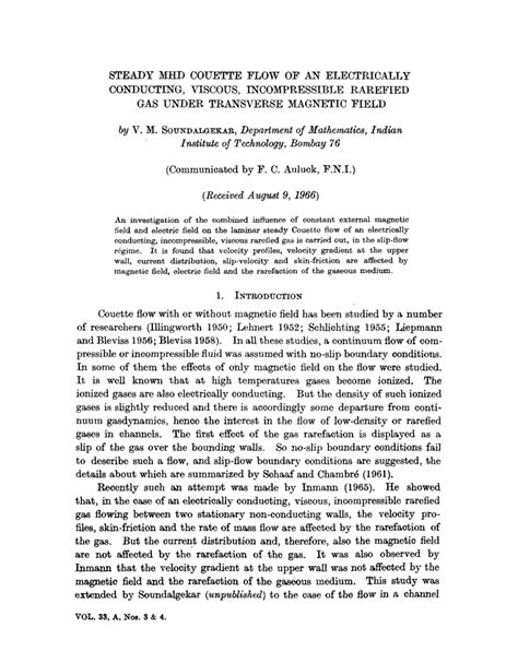 Pdf Steady Mhd Couette Flow Of An Electrically Conducting Viscous Incompressible Rarefied