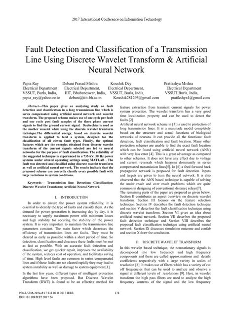 fault detection and classification of a transmission line using