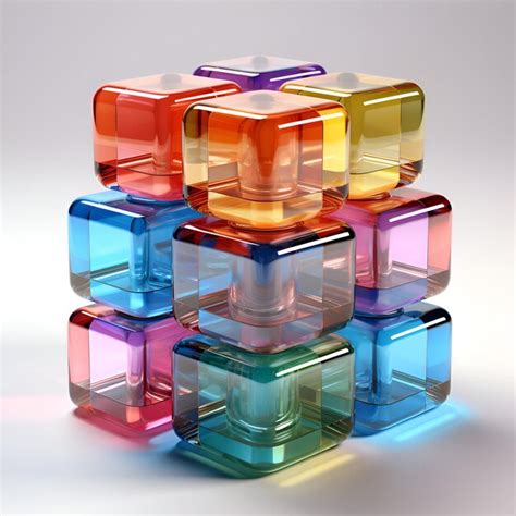 Premium Photo Colorful Glass Cube On White Background 3d Render