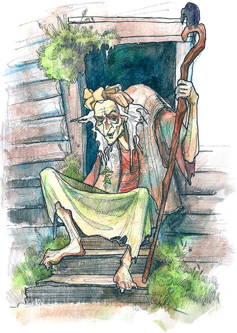 Иллюстрация У порога Бабы Яги в стиле книжная графика