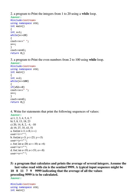 Solution Structured Programming Final Revision Sheet Studypool